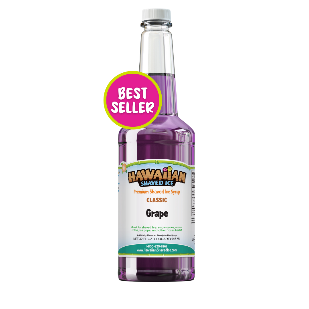 Grape Shaved Ice & Snow Cone Syrup, Quart-Sized, Hawaiian Shaved Ice