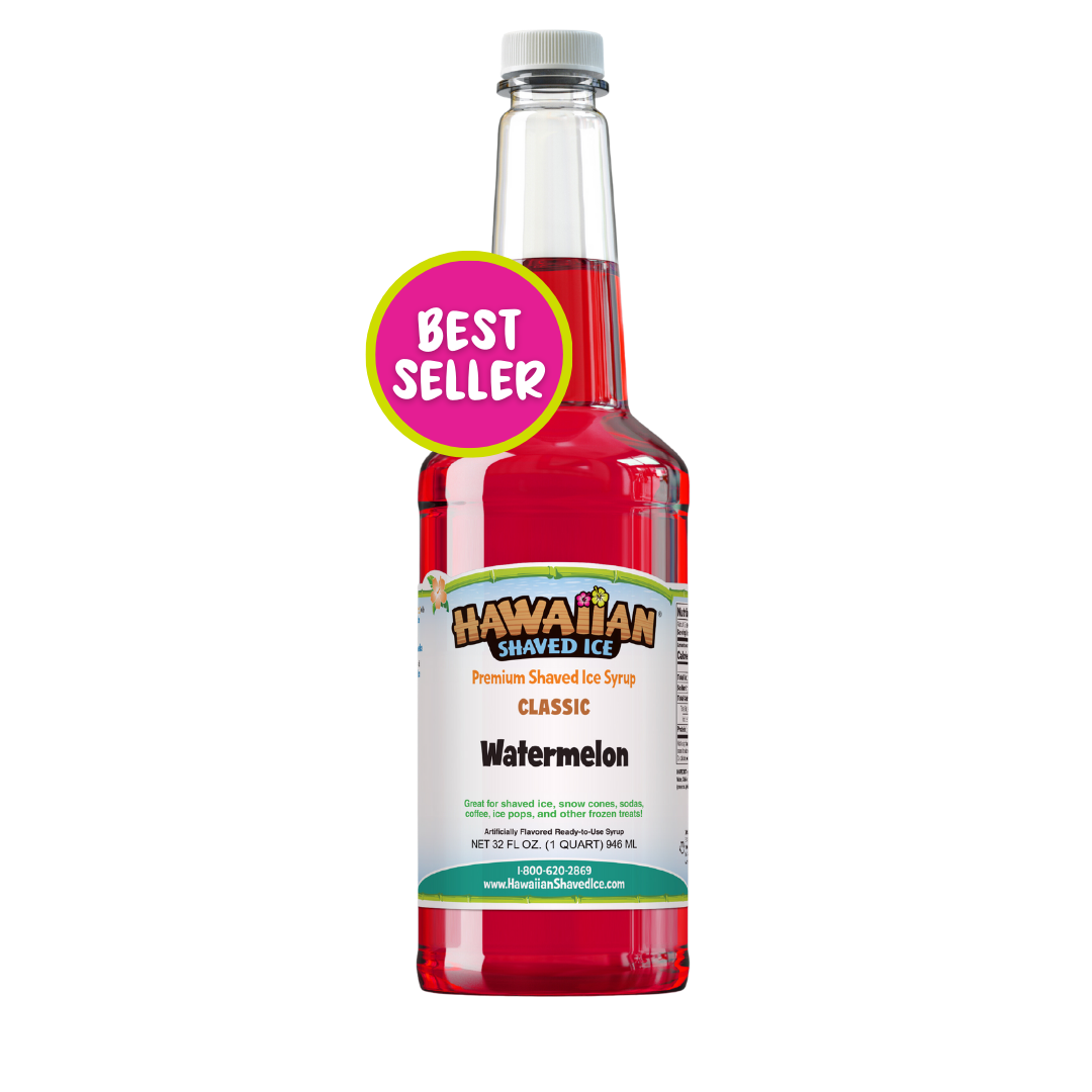 Watermelon Shaved Ice & Snow Cone Syrup, Quart-Sized, Hawaiian Shaved Ice