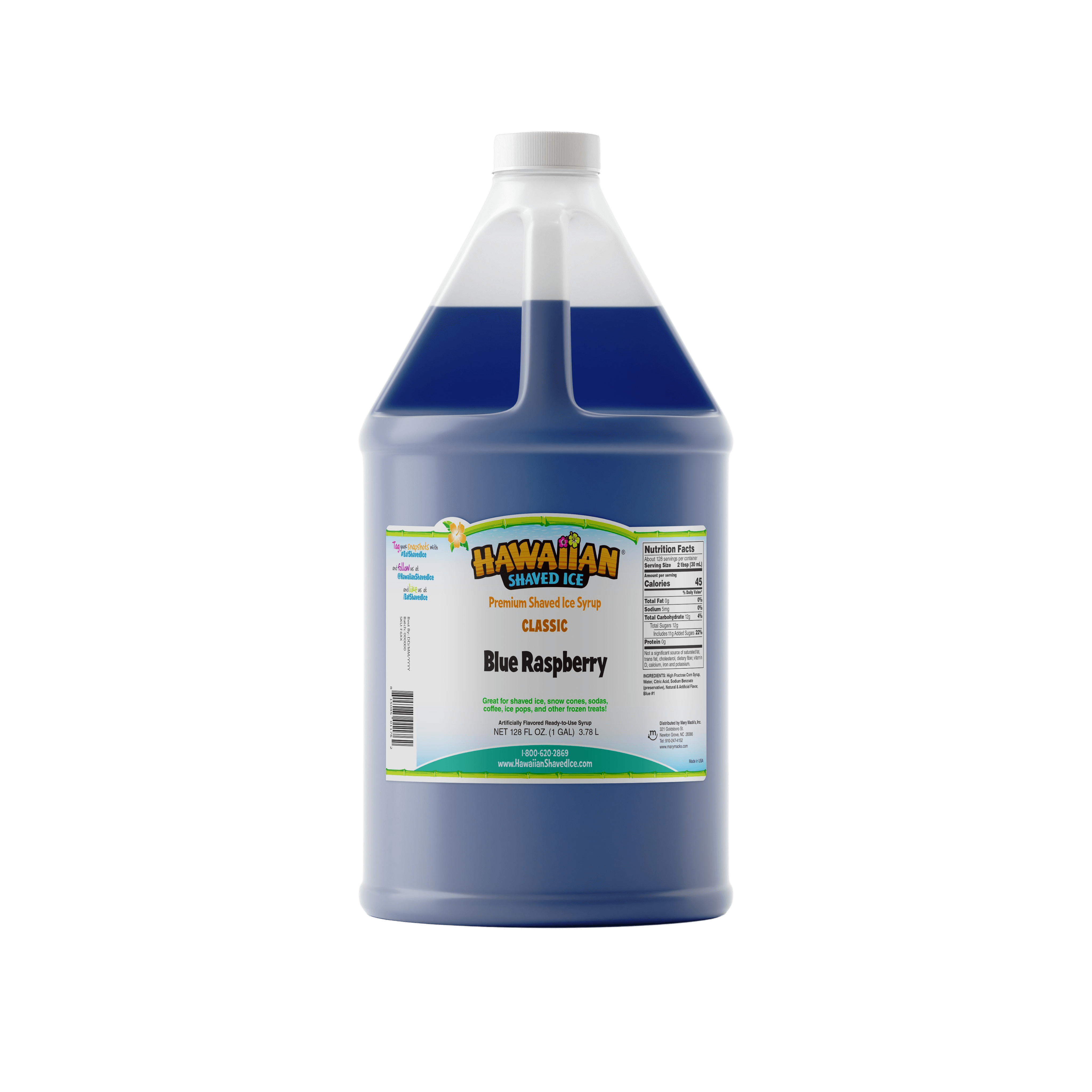 Gallon-Sized Blue Raspberry Shaved Ice & Snow Cone Syrup, Hawaiian ...