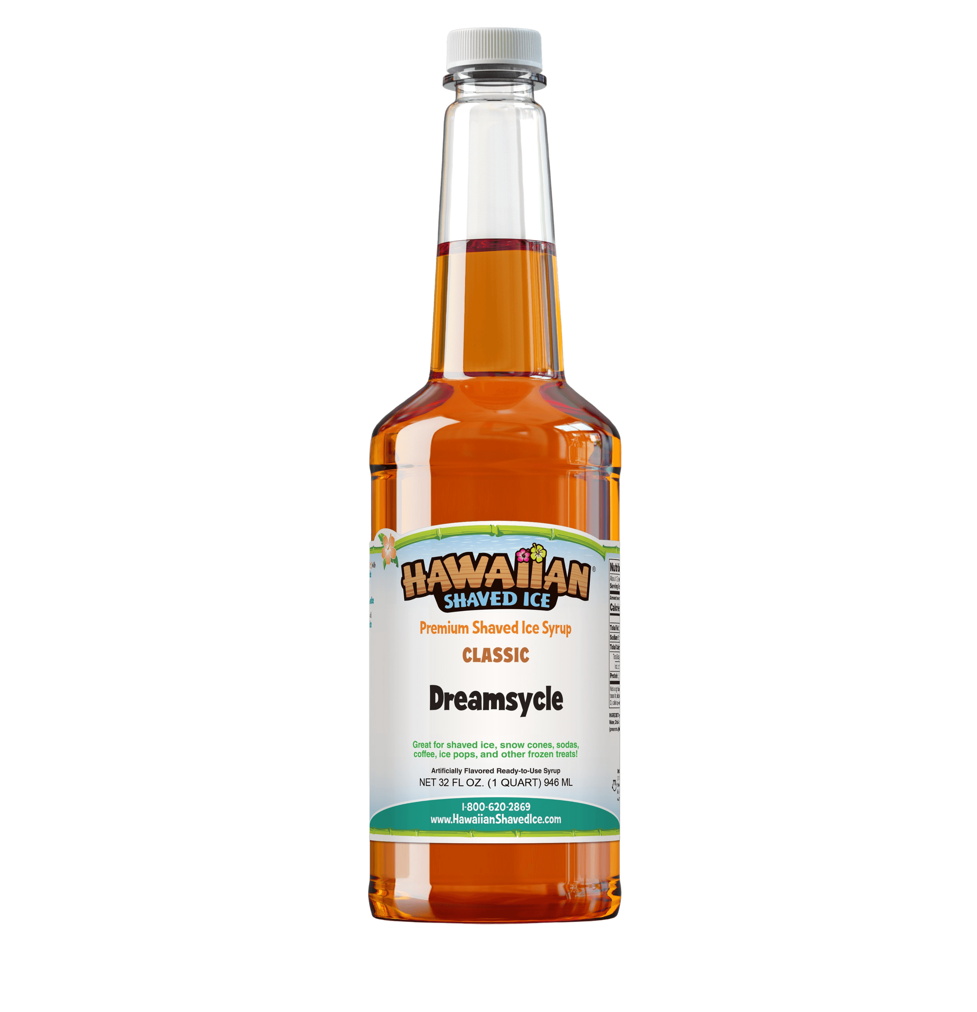 Dreamsycle Shaved Ice & Snow Cone Syrup, Quart-Sized, Hawaiian Shaved Ice