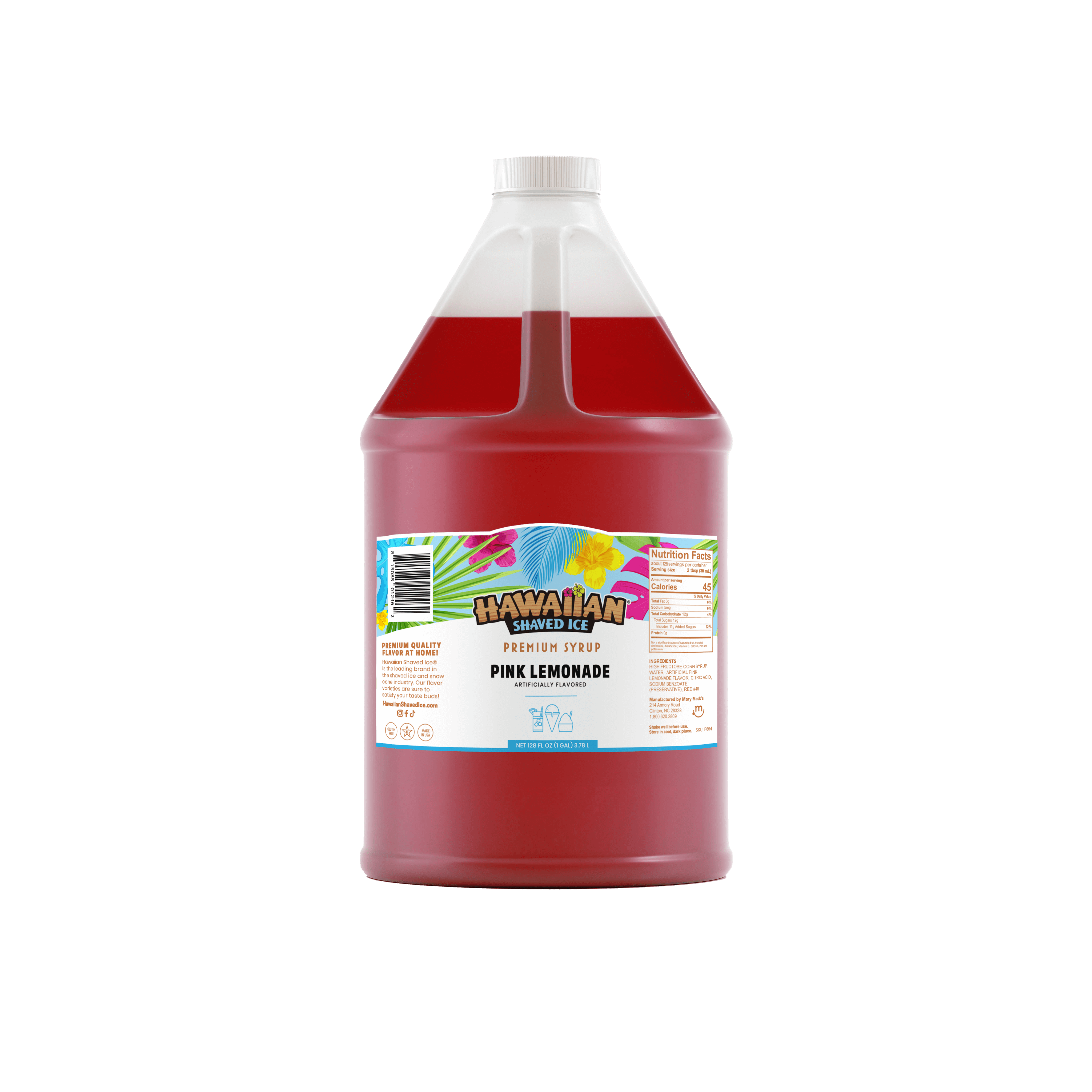 Gallon-Sized Pink Lemonade Shaved Ice & Snow Cone Syrup, Hawaiian ...