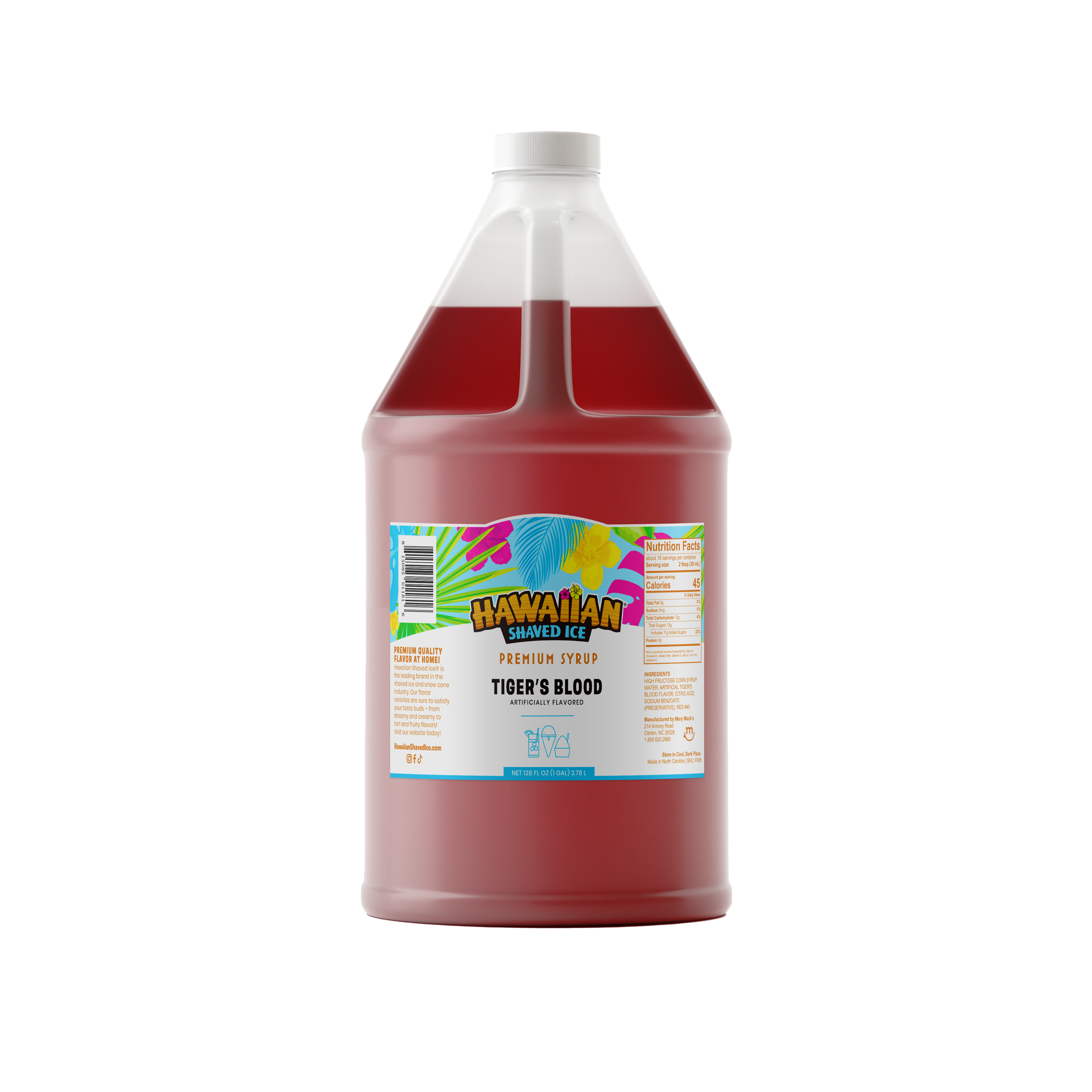 Gallon-Sized Tiger's Blood Shaved Ice & Snow Cone Syrup, Hawaiian ...