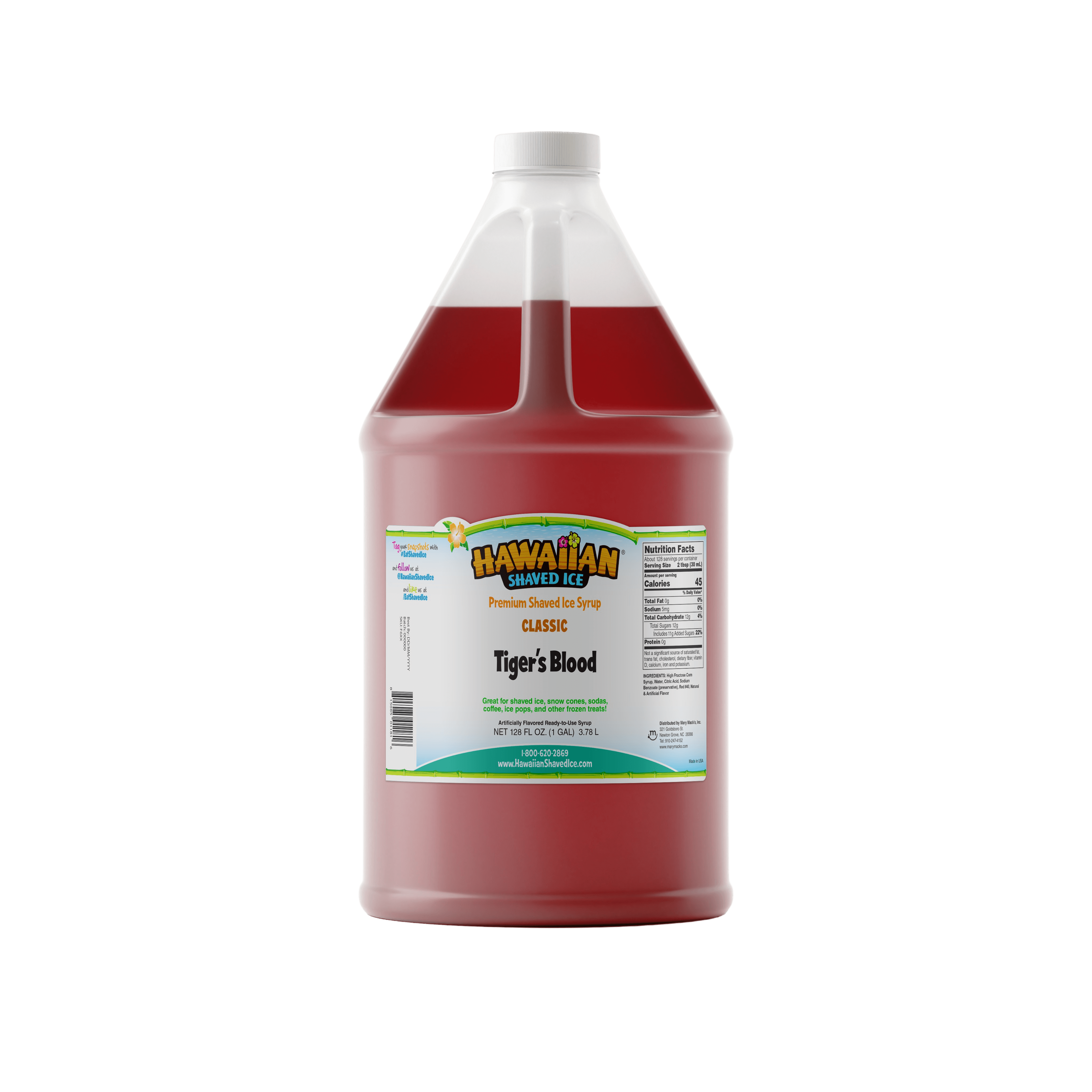 Gallon-Sized Tiger's Blood Shaved Ice & Snow Cone Syrup, Hawaiian ...