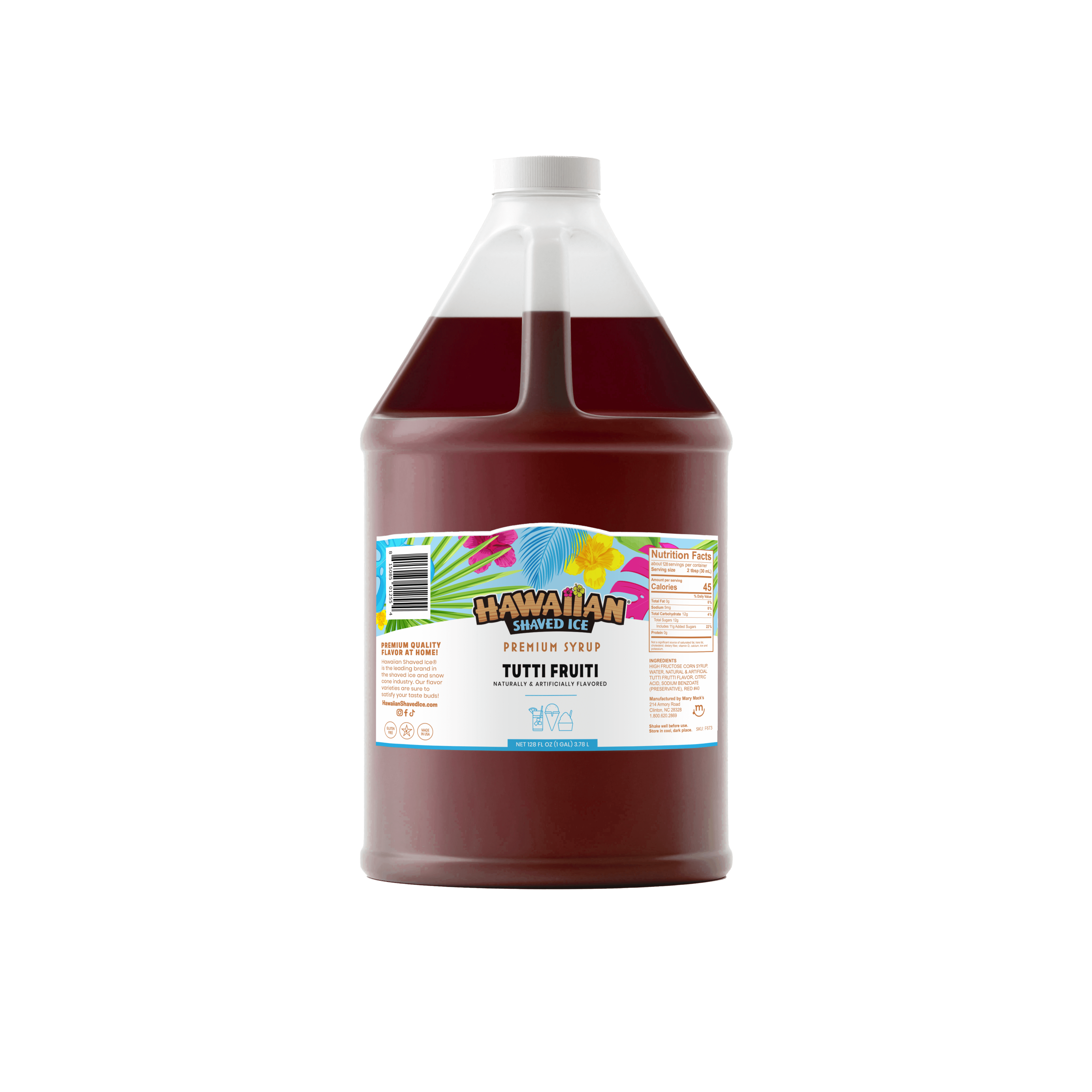 Gallon-Sized Tutti Fruiti Blood Shaved Ice & Snow Cone Syrup, Hawaiian ...