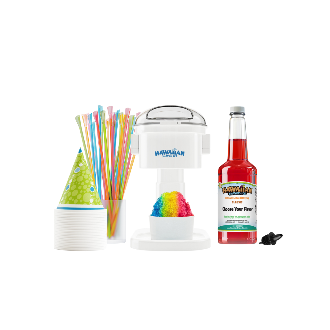 Snow Cone Starter Kit, Hawaiian Shaved Ice Classic Snow Cone Machine ...