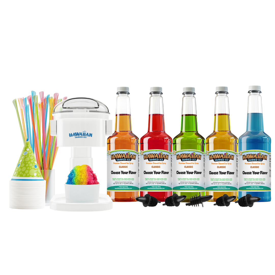 Hawaiian Shaved Ice Ultimate Snow Cone Kit with the Classic Snow Cone ...